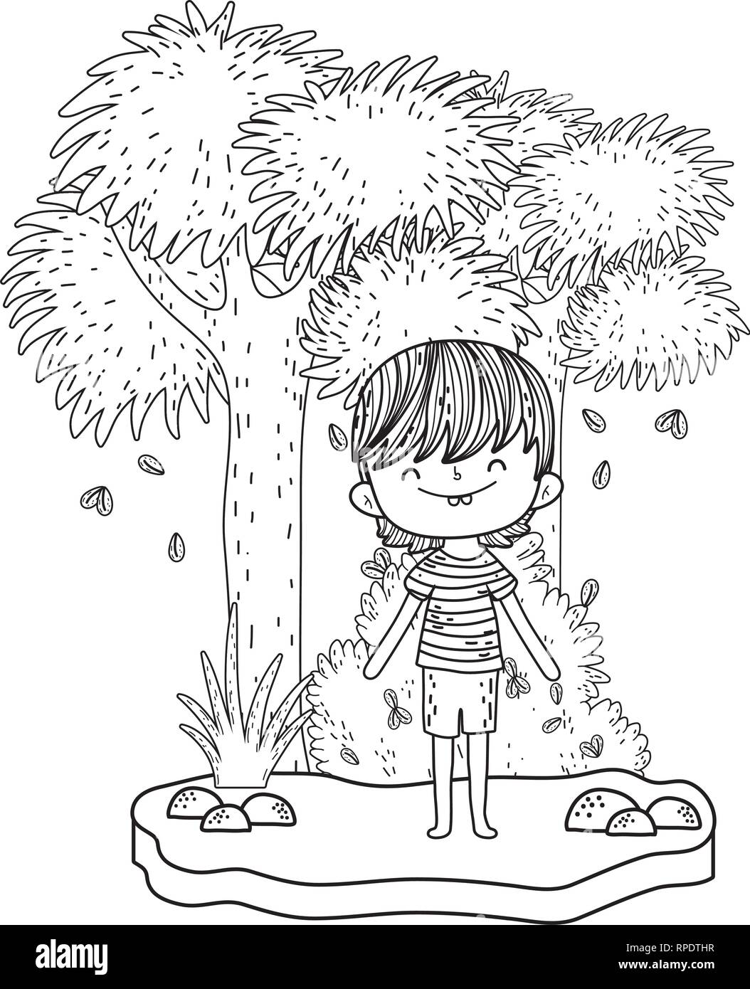 cute little boy in the landscape Stock Vector Image & Art - Alamy