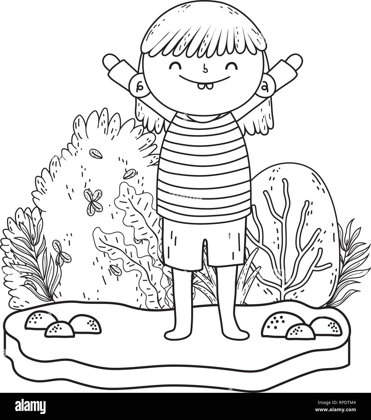 cute little girl in the landscape Stock Vector Image & Art - Alamy