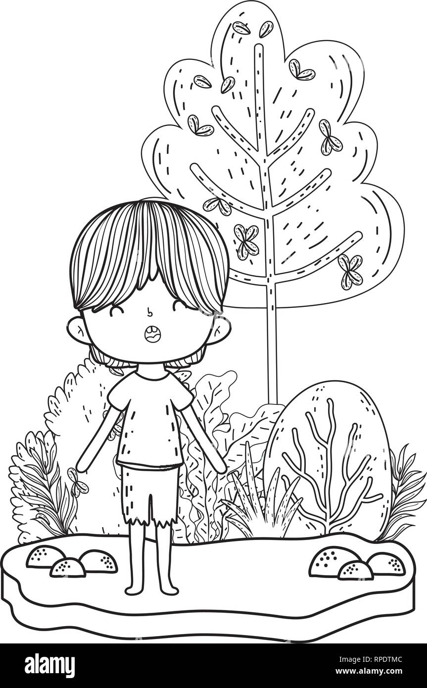 cute little boy in the landscape Stock Vector Image & Art - Alamy
