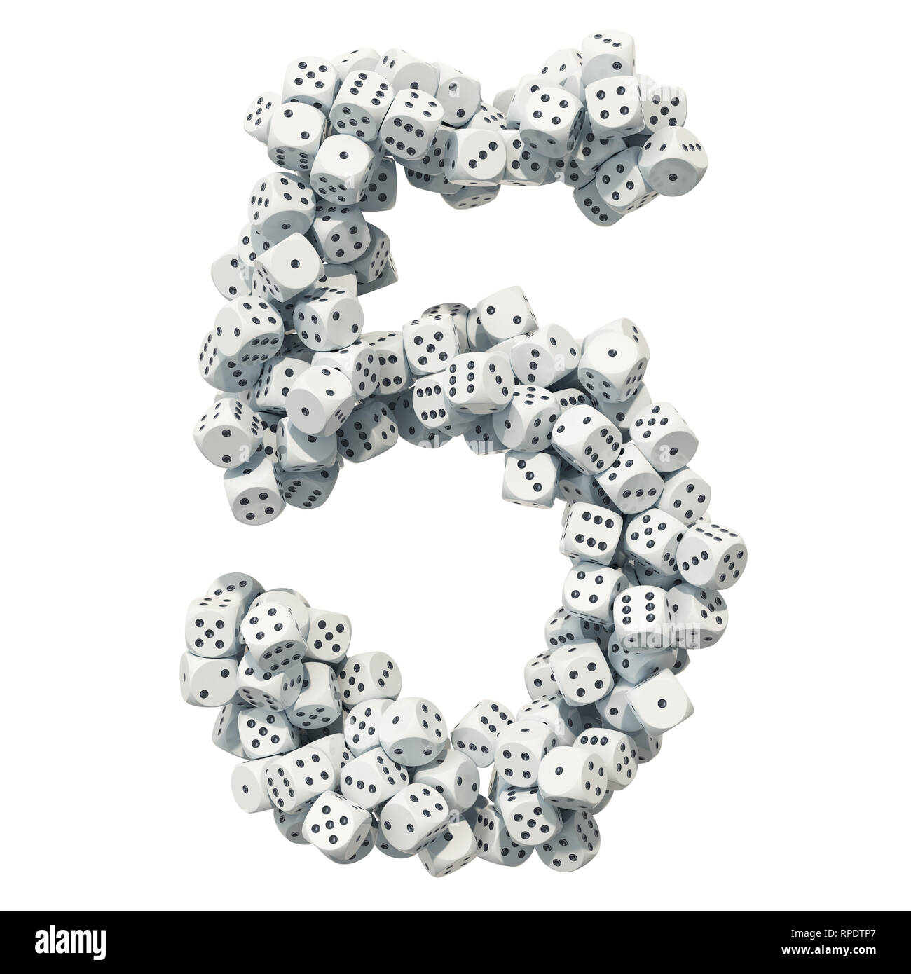 Number 5, from gambling dice. 3D rendering isolated on white background ...
