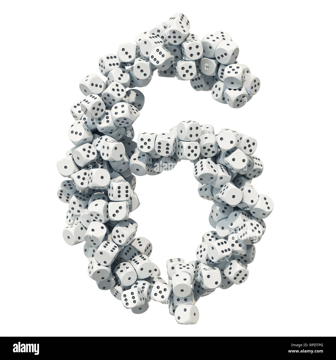 Number 6, from gambling dice. 3D rendering isolated on white background ...