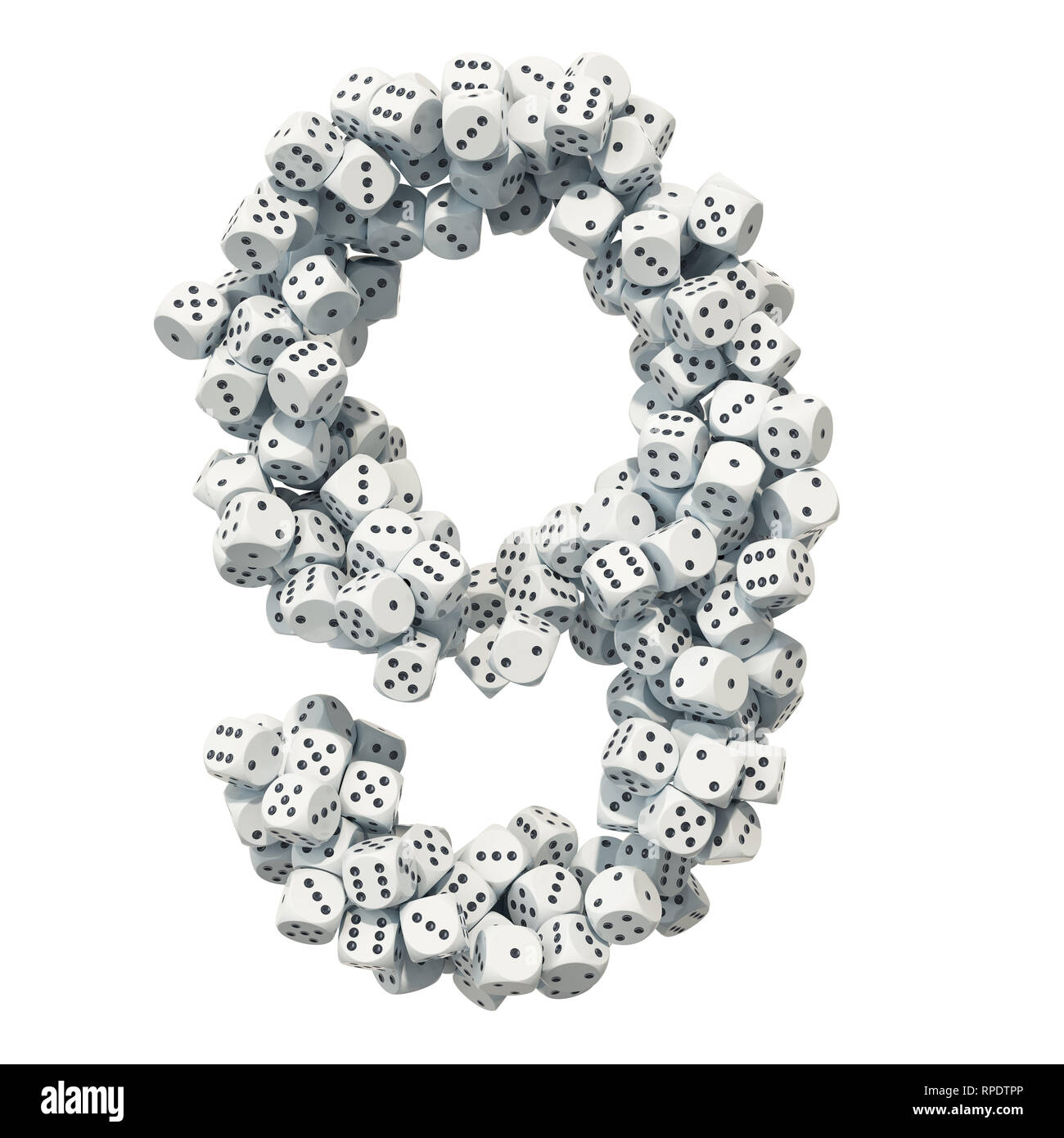 Number 9, from gambling dice. 3D rendering isolated on white background ...
