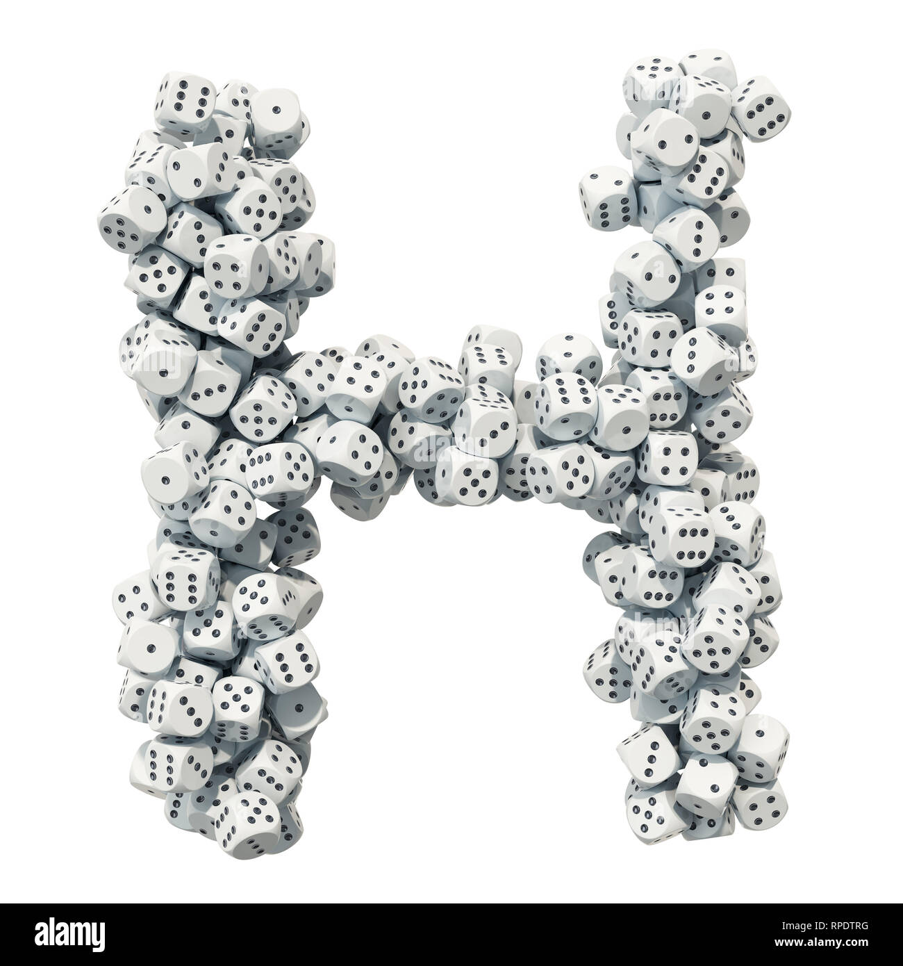 Alphabet letter H, from gambling dice. 3D rendering isolated on white ...
