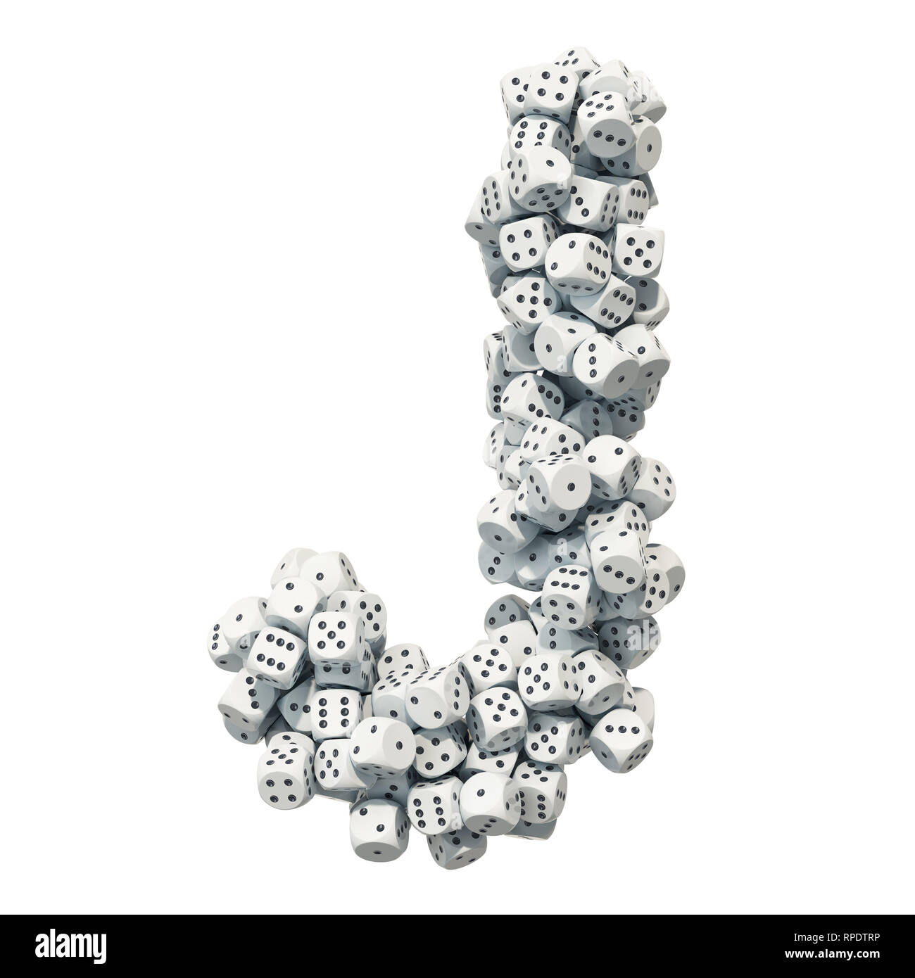 Alphabet letter J, from gambling dice. 3D rendering isolated on white ...