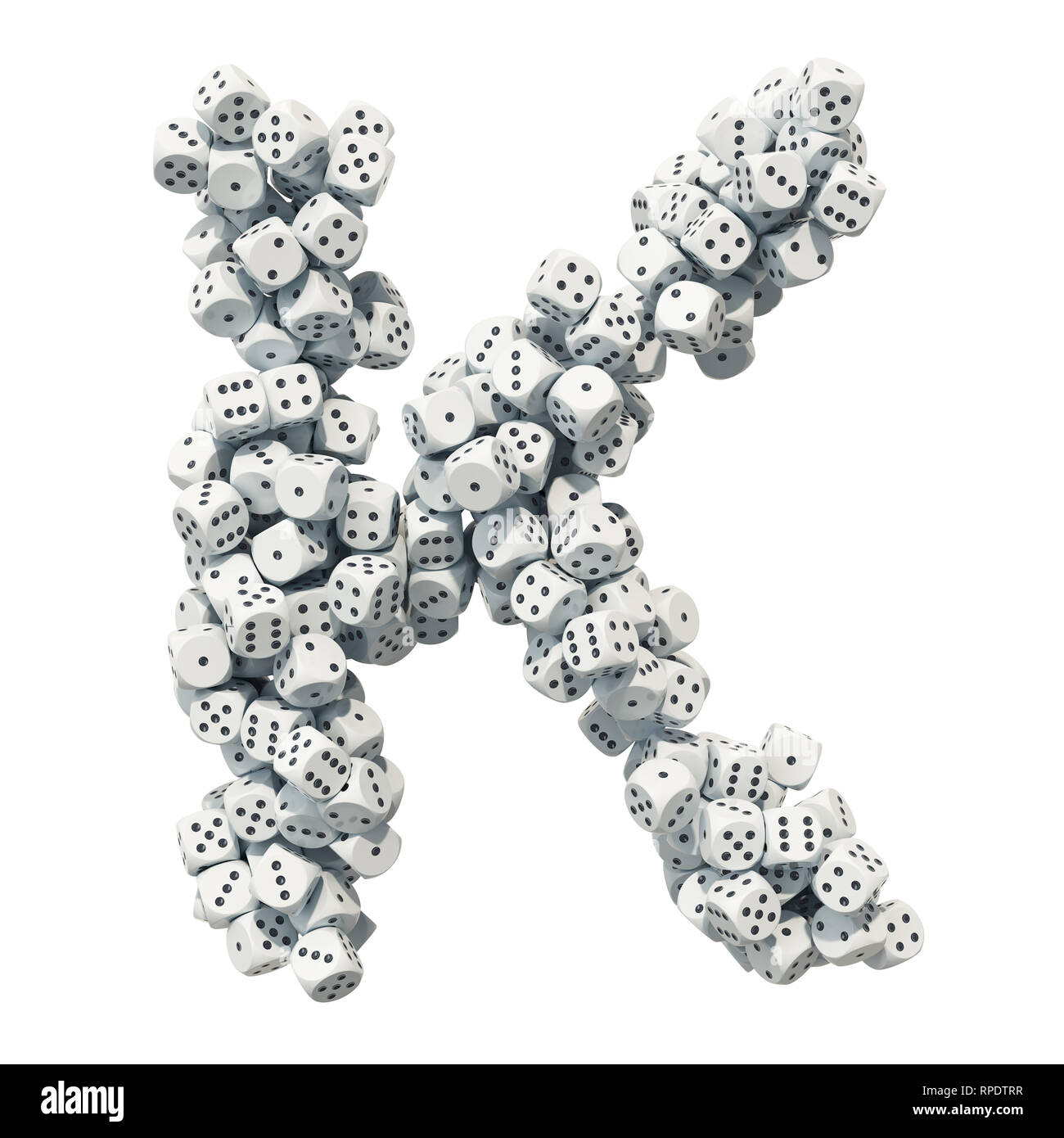 Alphabet letter K, from gambling dice. 3D rendering isolated on white ...