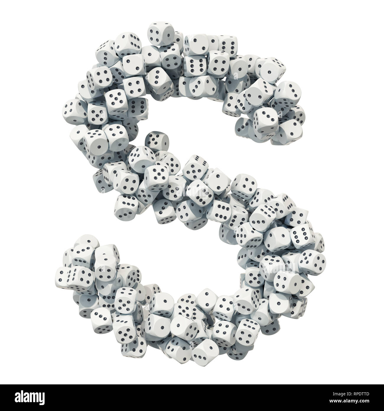 Alphabet letter S, from gambling dice. 3D rendering isolated on white ...