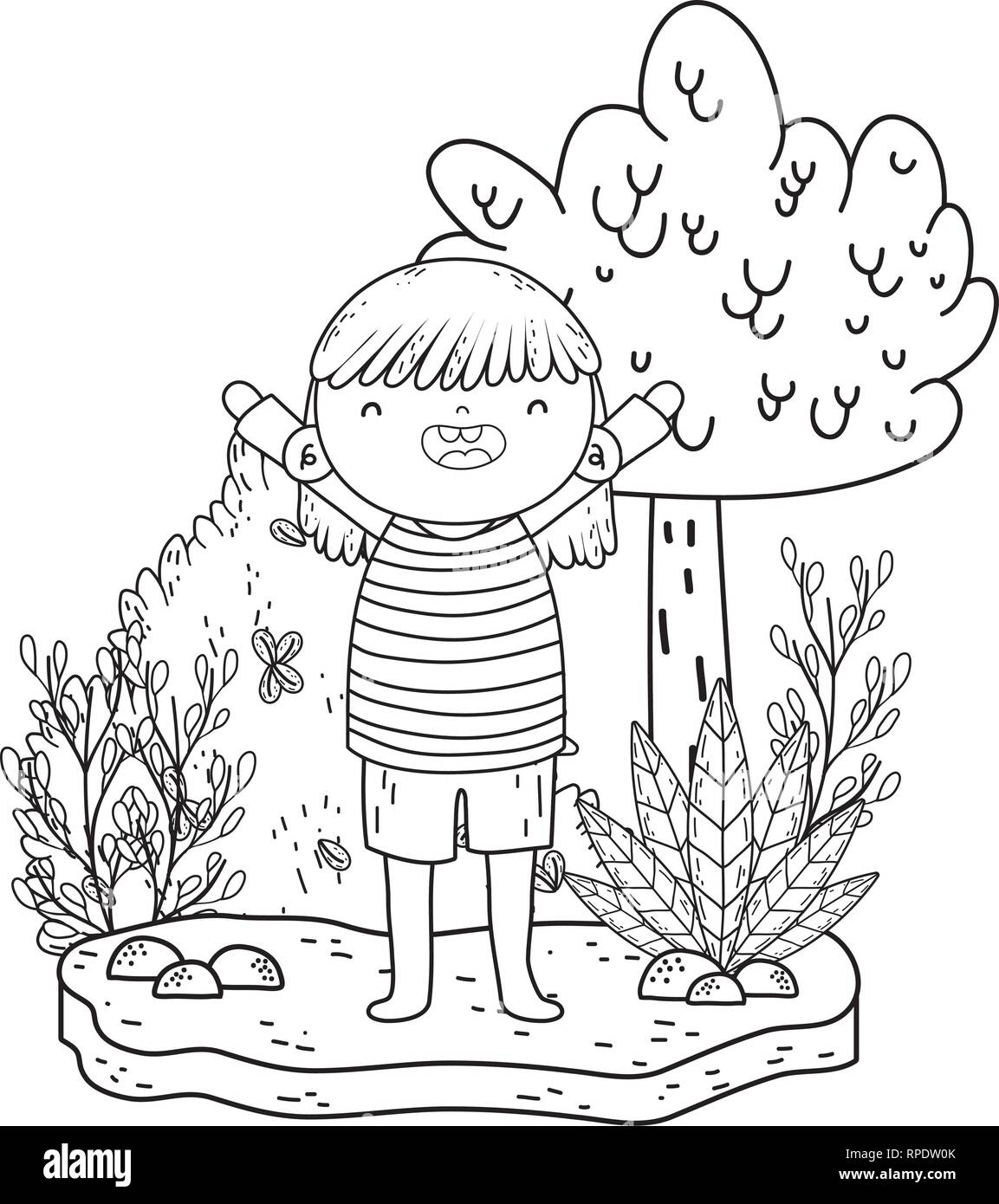 cute little girl in the landscape Stock Vector Image & Art - Alamy