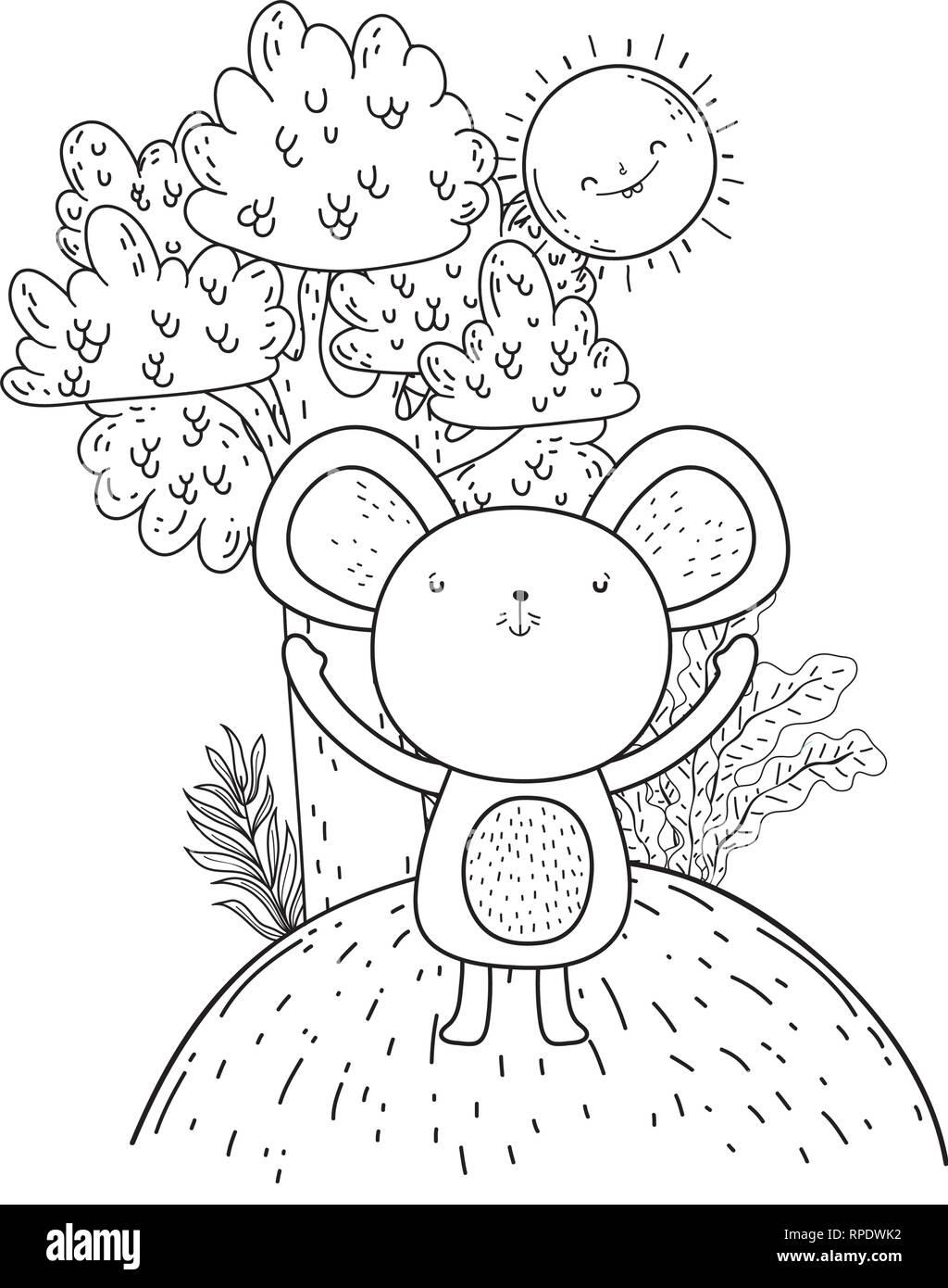 Little mouse cartoon character in Black and White Stock Photos & Images ...