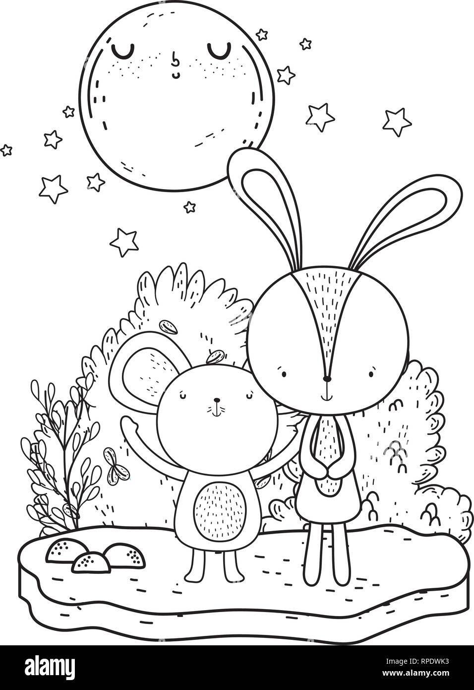 little rabbit and mouse in the landscape Stock Vector Image & Art - Alamy