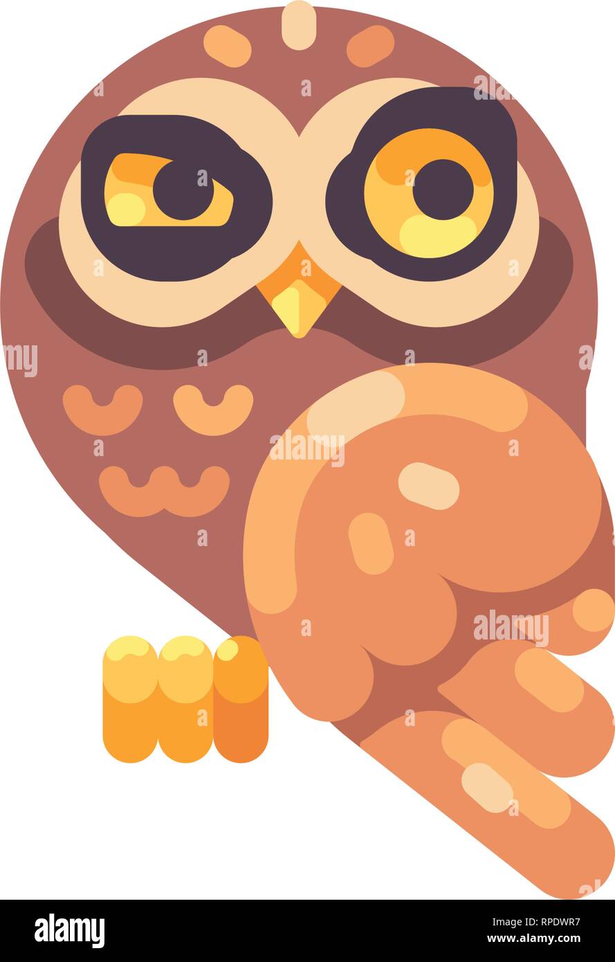 Funny suspicious little brown owl flat icon Stock Vector Image & Art ...