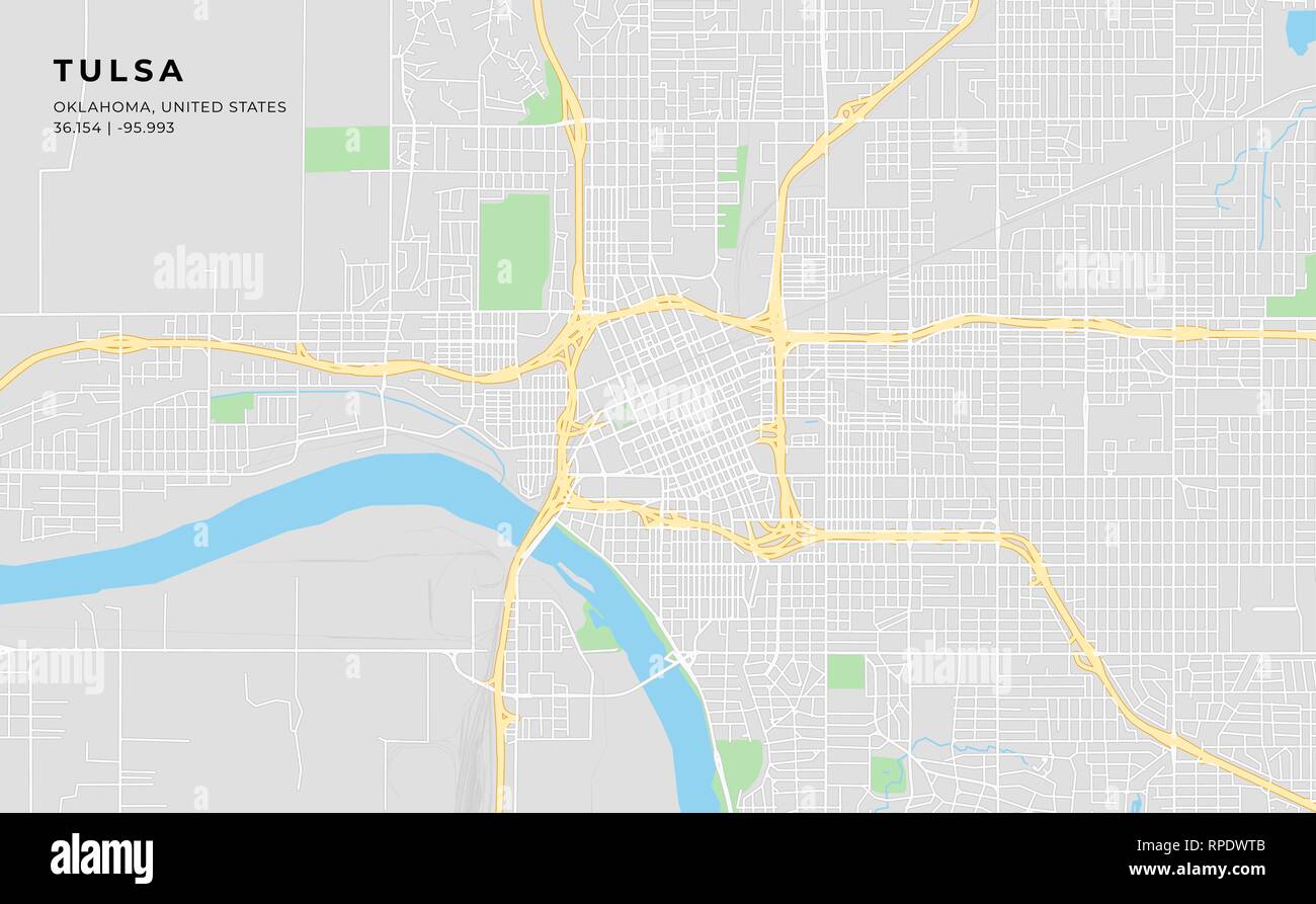Printable streetmap of Tulsa including highways, major roads, minor ...