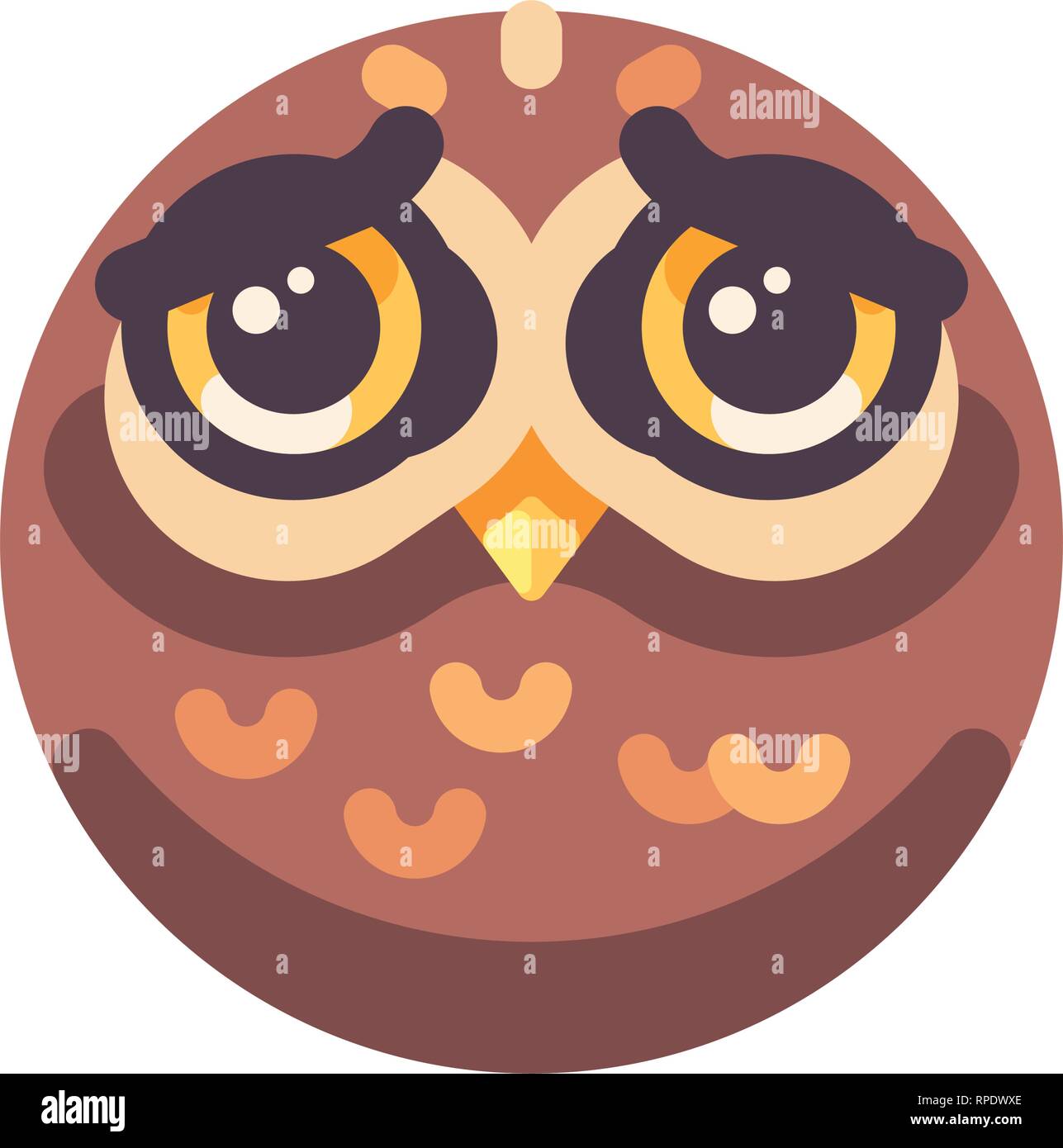 Funny sad brown owl face flat icon Stock Vector Image & Art - Alamy