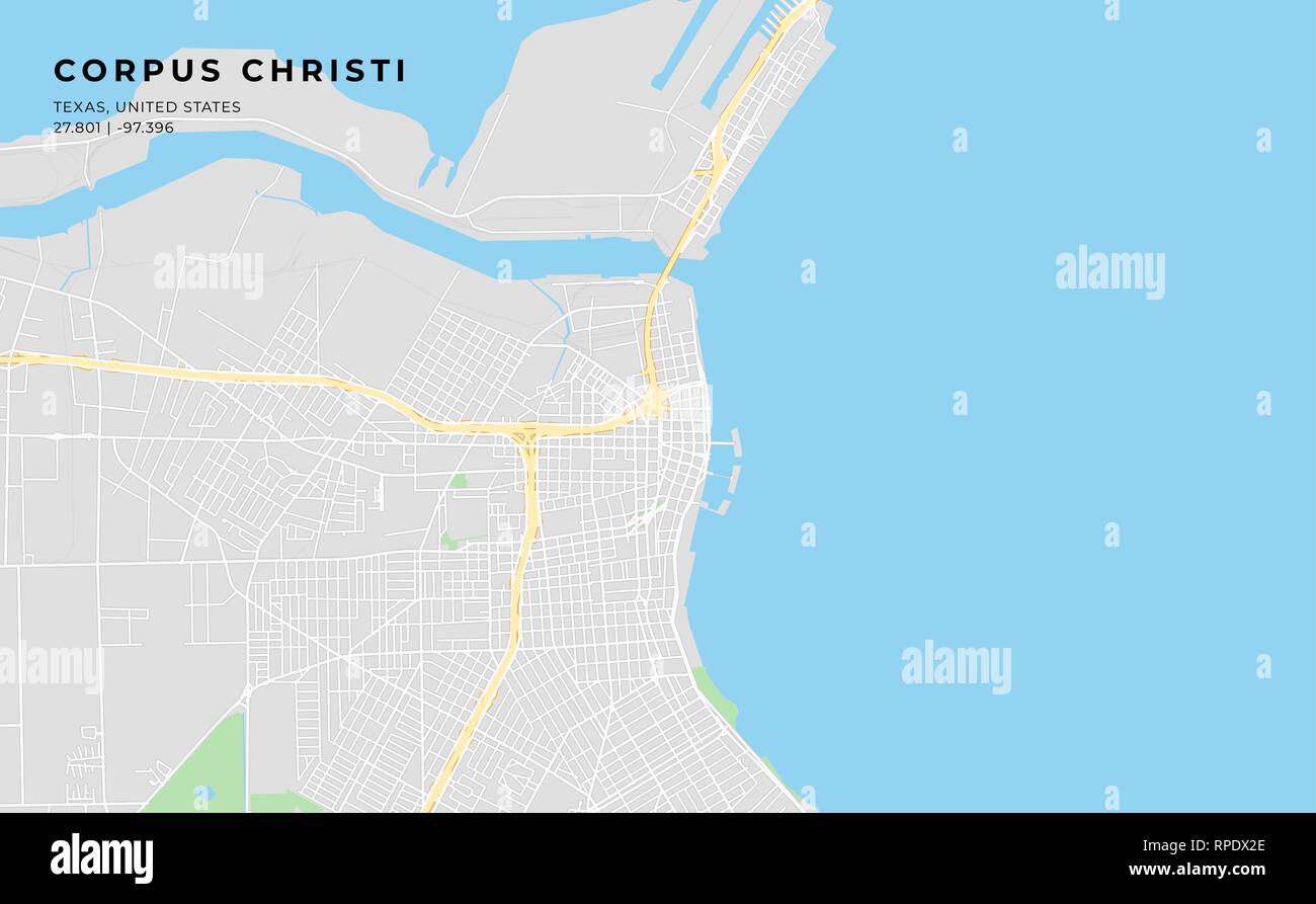 Printable streetmap of Corpus Christi including highways, major roads ...