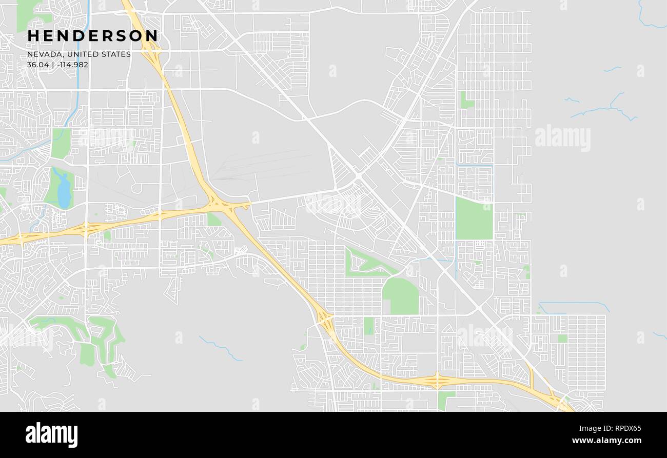 Printable streetmap of Henderson including highways, major roads, minor ...