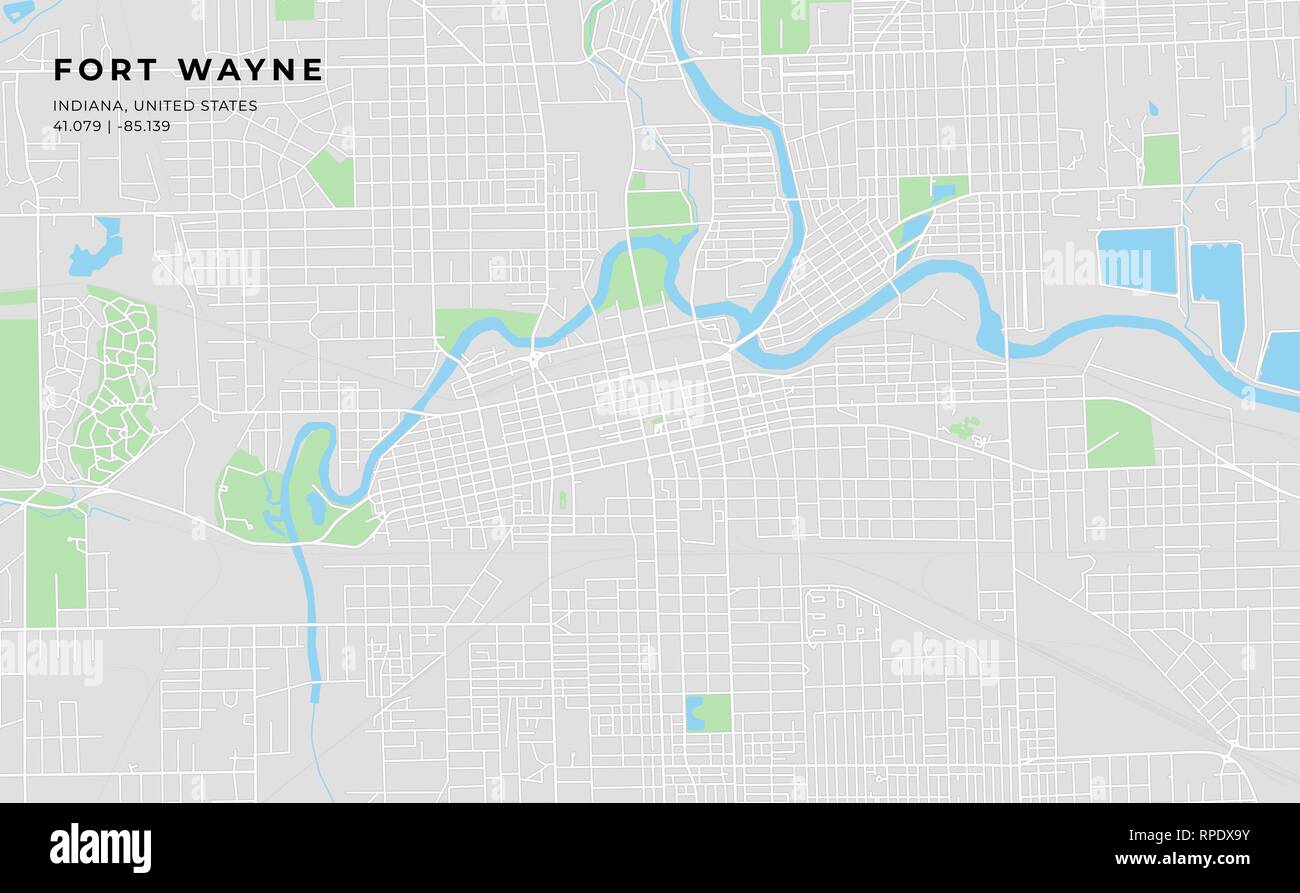 Printable streetmap of Fort Wayne including highways, major roads ...