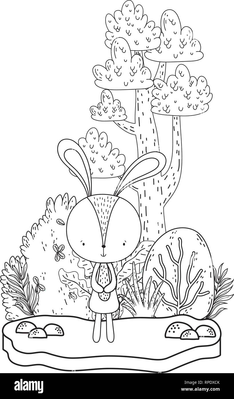 little rabbit in the landscape Stock Vector Image & Art - Alamy
