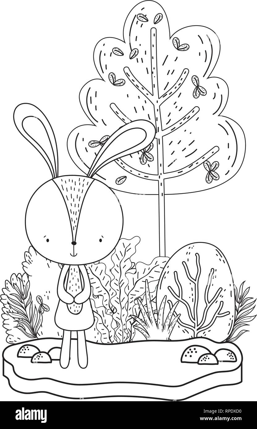 little rabbit in the landscape Stock Vector Image & Art - Alamy
