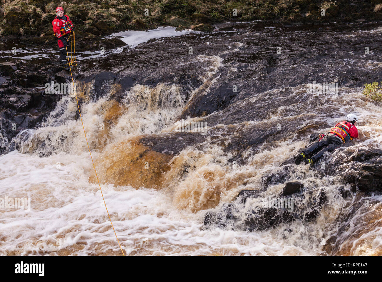 Durham and Darlington Fire and Rescue teams on a water rescue training ...