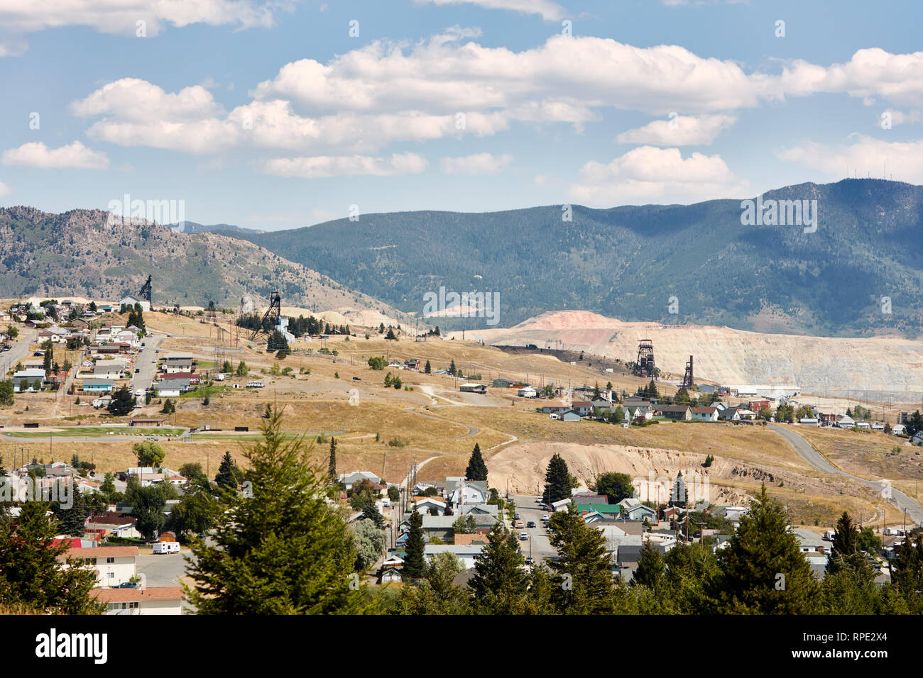 Headframes on mine shafts dot the landscape near the Berkeley open pit ...