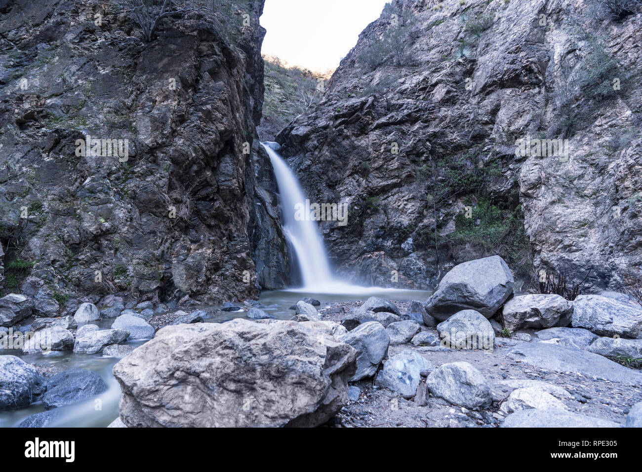 Eaton Canyon waterfall in the San Gabriel Mountains near Los Angeles ...
