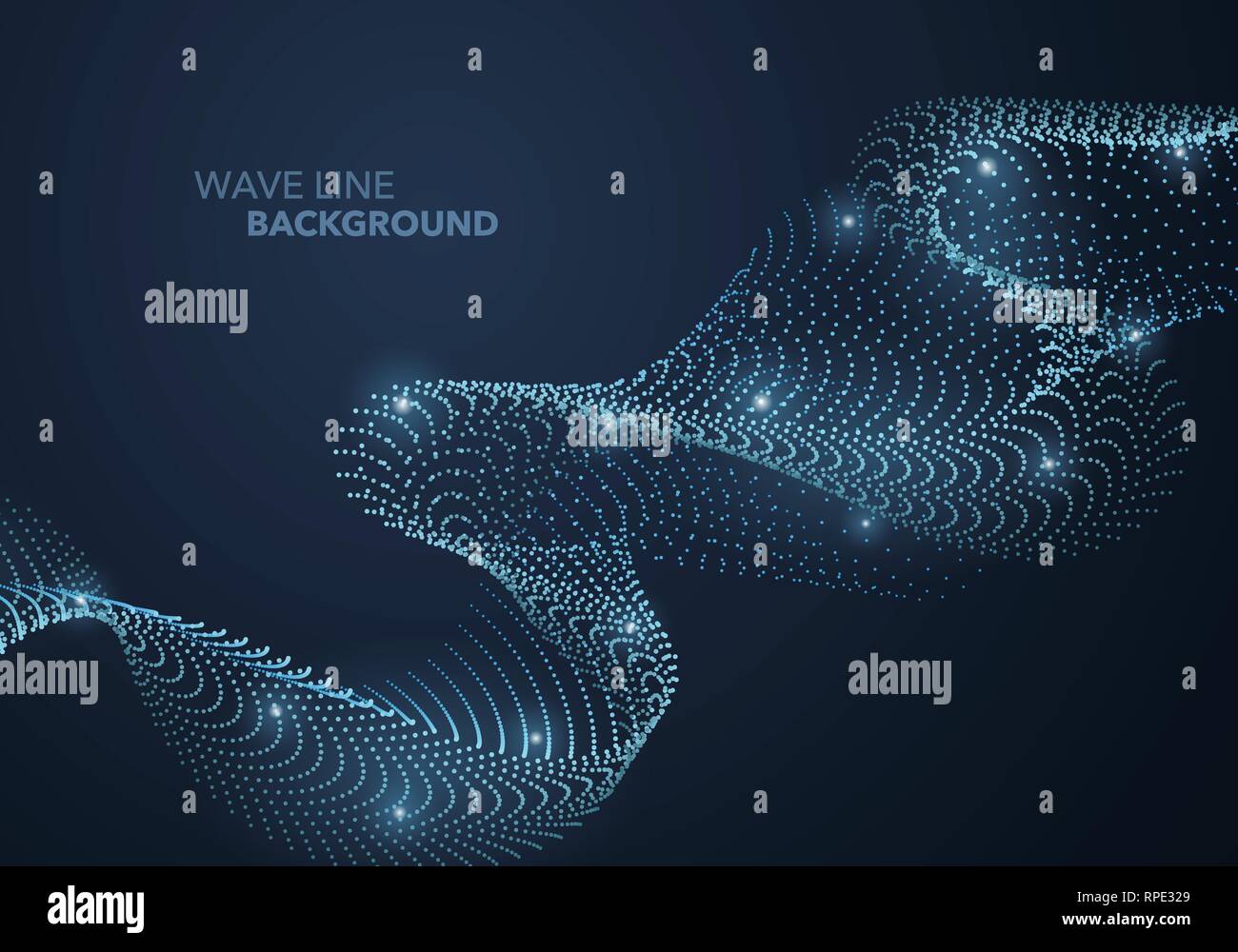 Futuristic abstract wave dot gradient line and illuminated light ball ...
