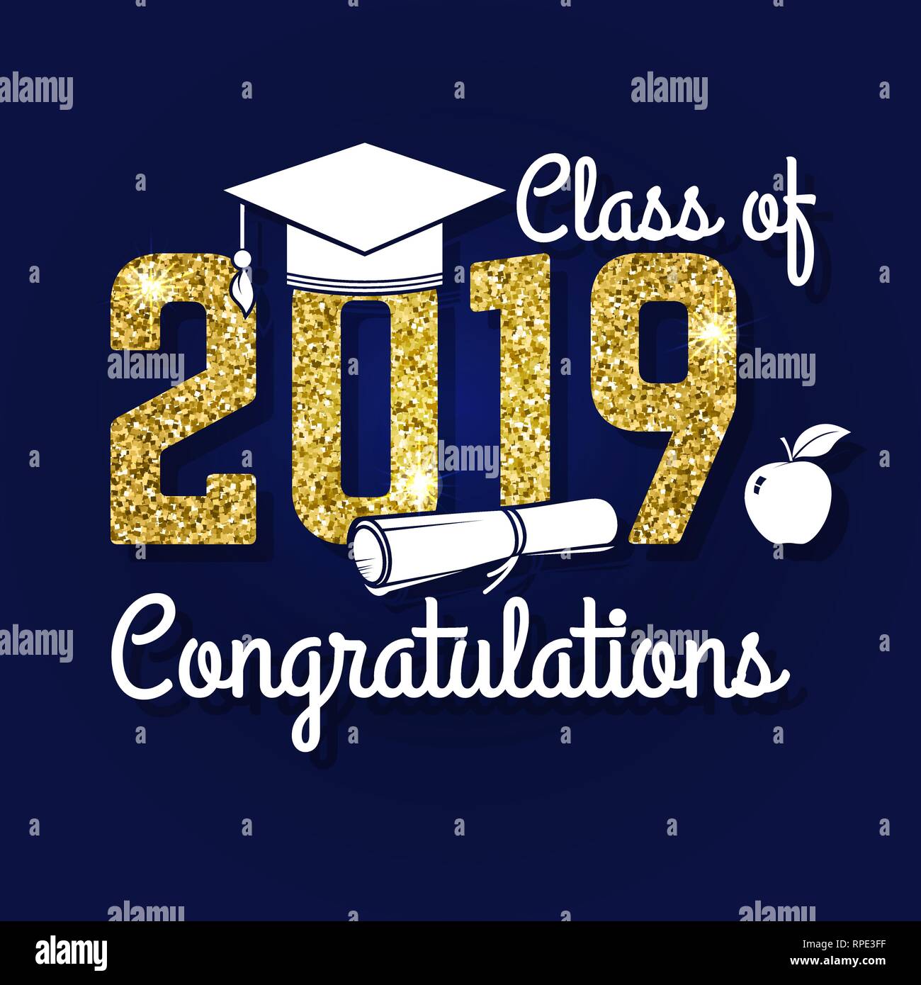 Vector Class of 2019 badge. Concept for shirt, print, seal, overlay or ...