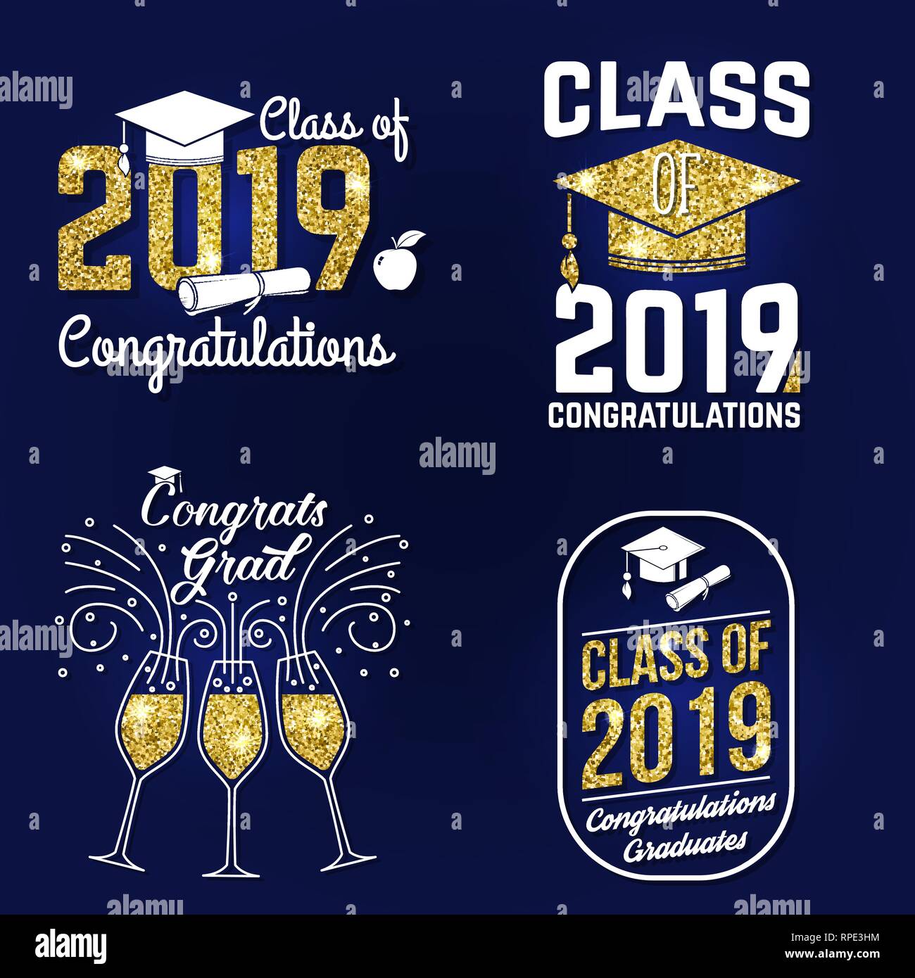 Set of vector Class of 2019 badge. Concept for shirt, print, seal ...