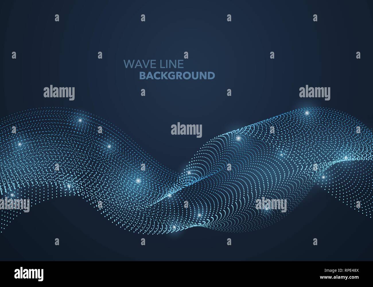 Futuristic abstract wave dot gradient line and illuminated light ball ...