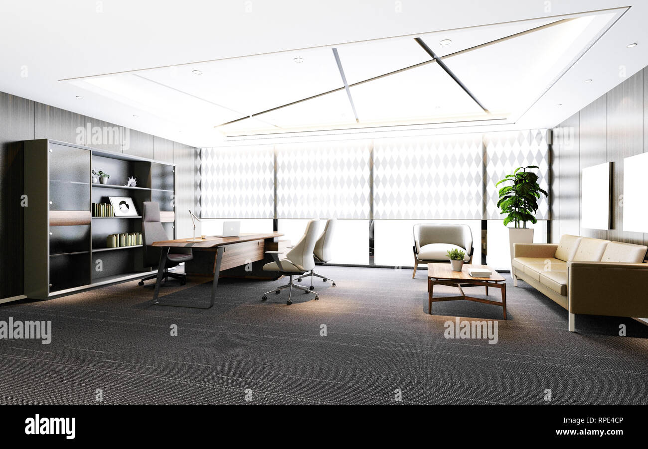 3d render of modern working office Stock Photo - Alamy