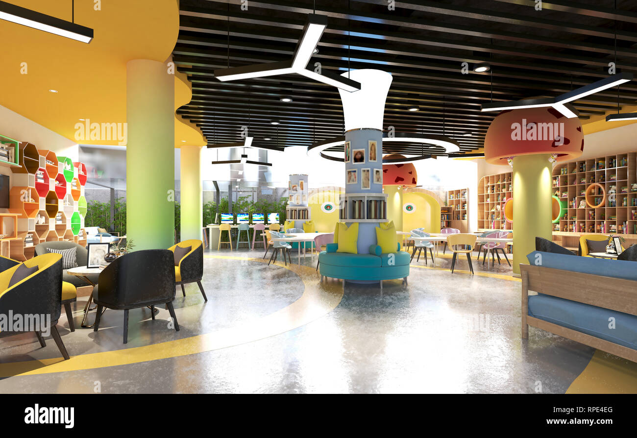 3d render kids school interior Stock Photo - Alamy
