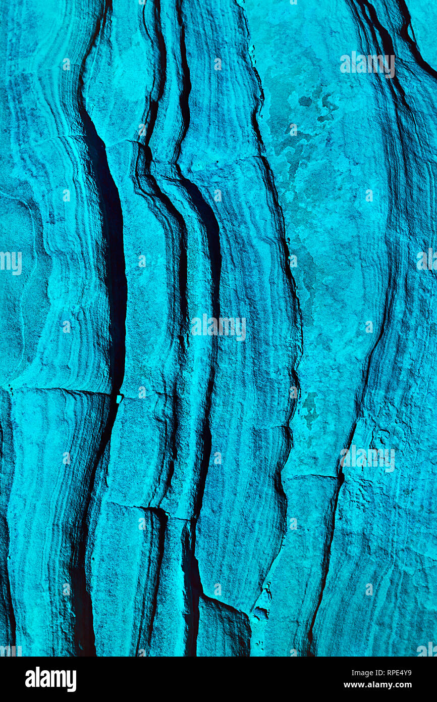 Natural hard rock texture and background in neon blue, organic pattern ...