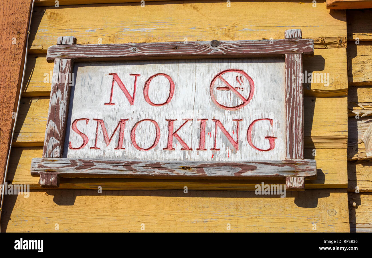 Sign and lettering with no smoking symbol written in a comic style ...