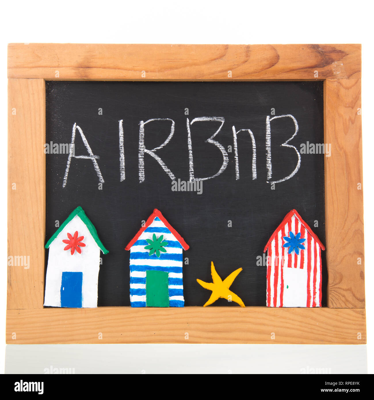 Airbnb written on blackboard isolated over white background Stock Photo ...