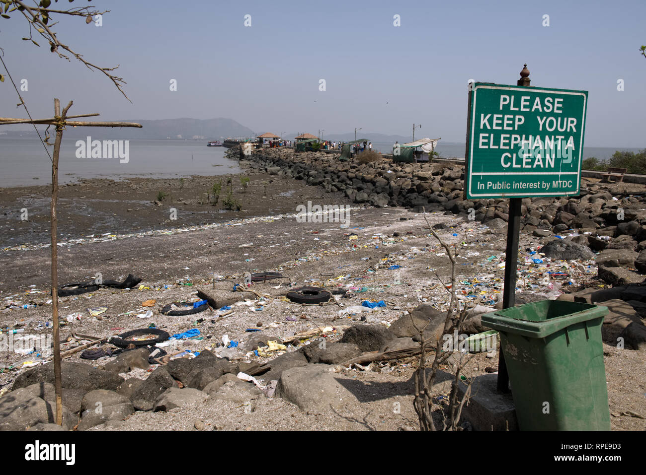Elephanta Island coastline pollution. The island is extremely polluted ...