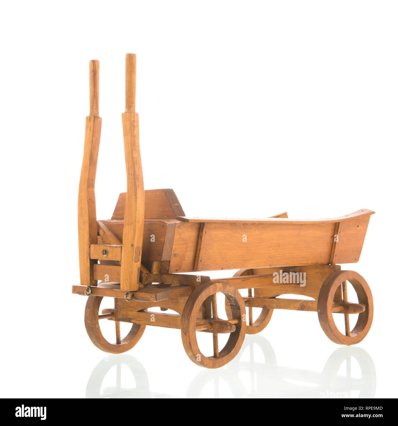 Antique wooden farmers cart for agriculture purpose isolated over white ...