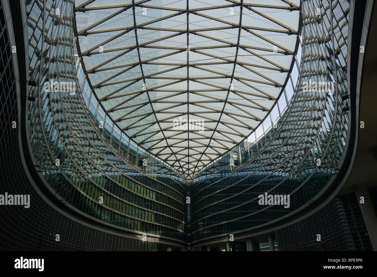 Abstract, glass flower office windows in Milan, Italy Stock Photo - Alamy