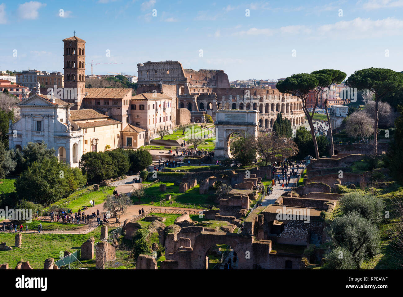 Ancient Rome city skyline with the Roman Forum. Rome. Lazio. Italy ...