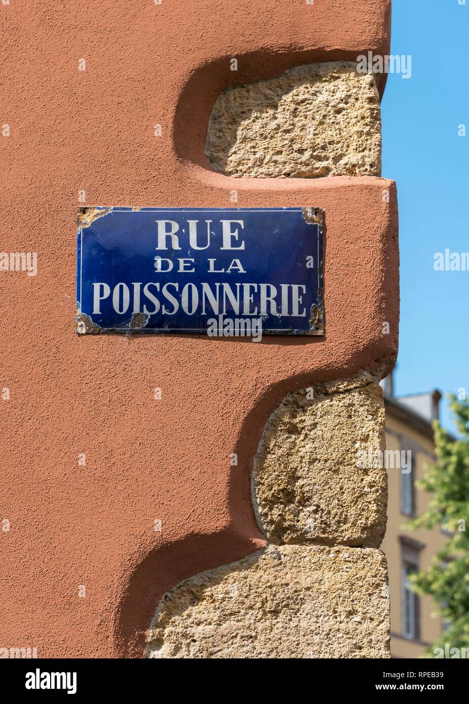 Rue de la Poissonnerie street sign, Colmar, France Stock Photo - Alamy