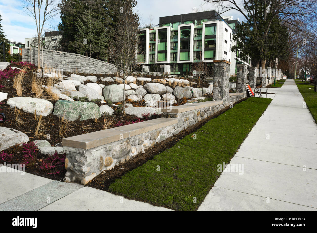 New modern apartment complex. European apartment building complex with ...