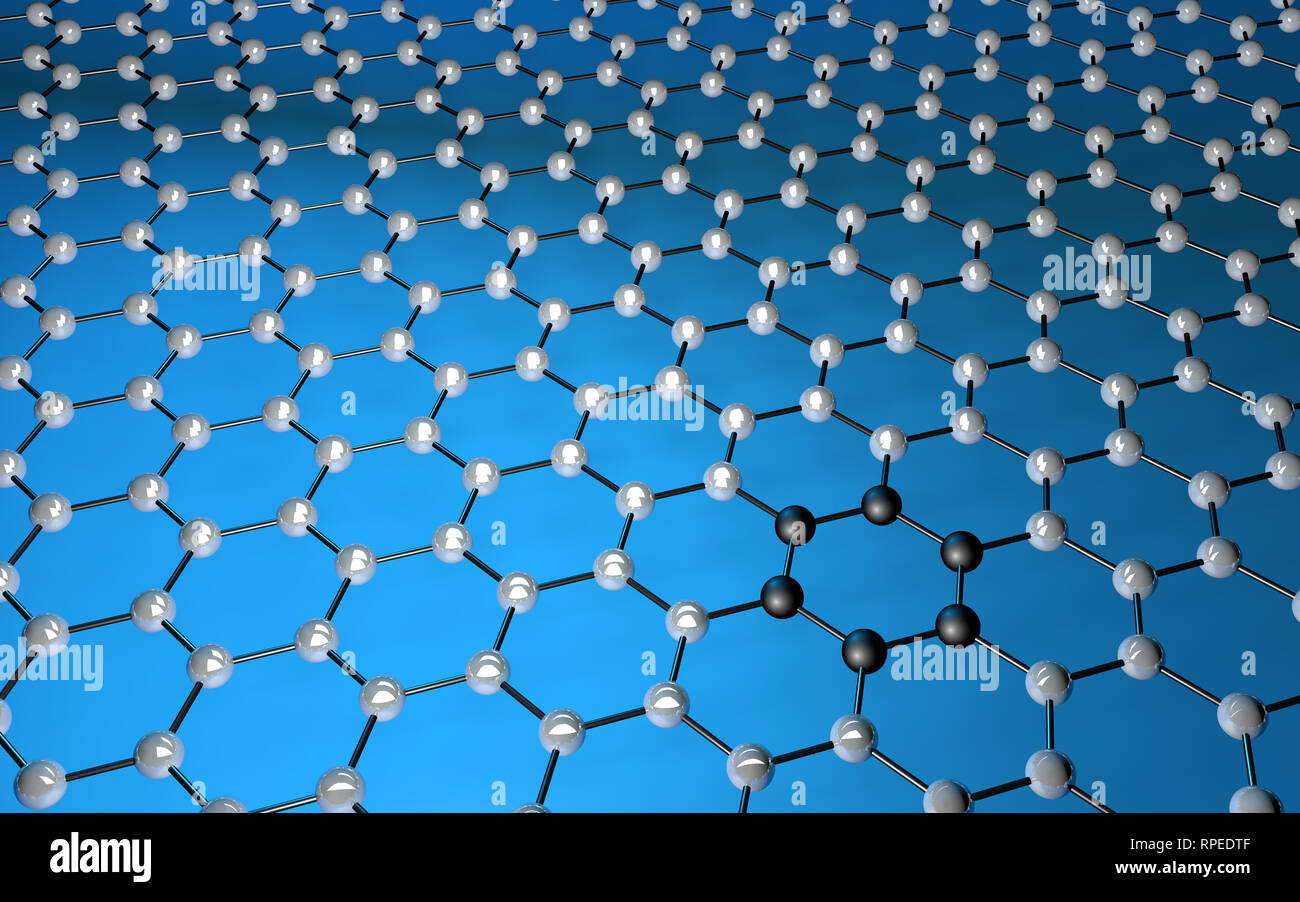 Carbon grid of graphene atomic structure for nanotechnology background ...