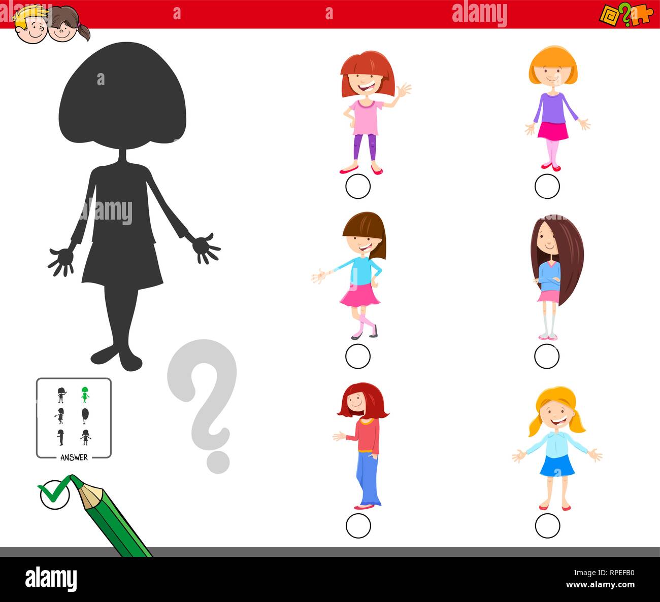 Cartoon Illustration of Finding the Right Shadow Educational Game for ...