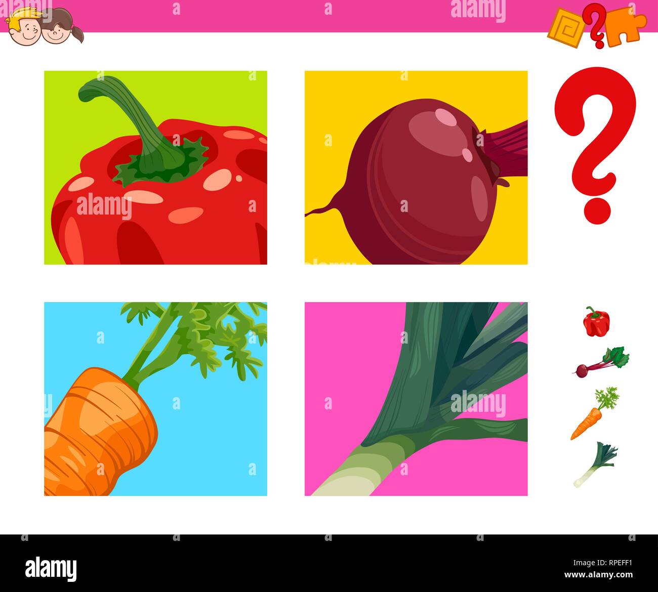 Cartoon Illustration of Educational Game of Guessing Vegetables Food ...