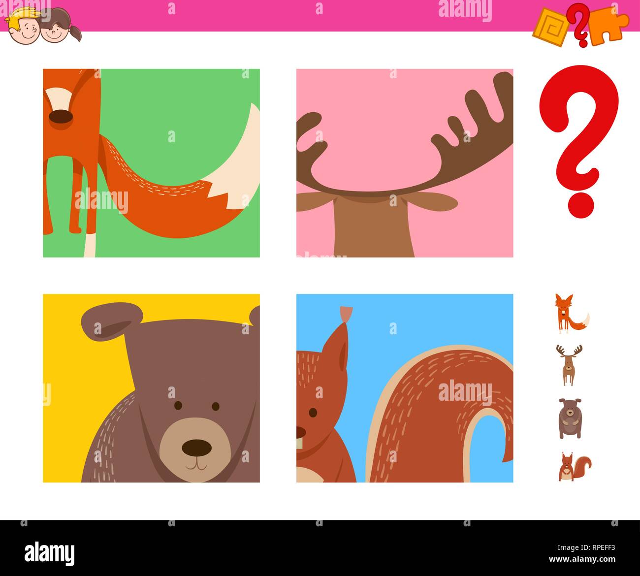 Cartoon Illustration of Educational Game of Guessing Wild Animals for ...