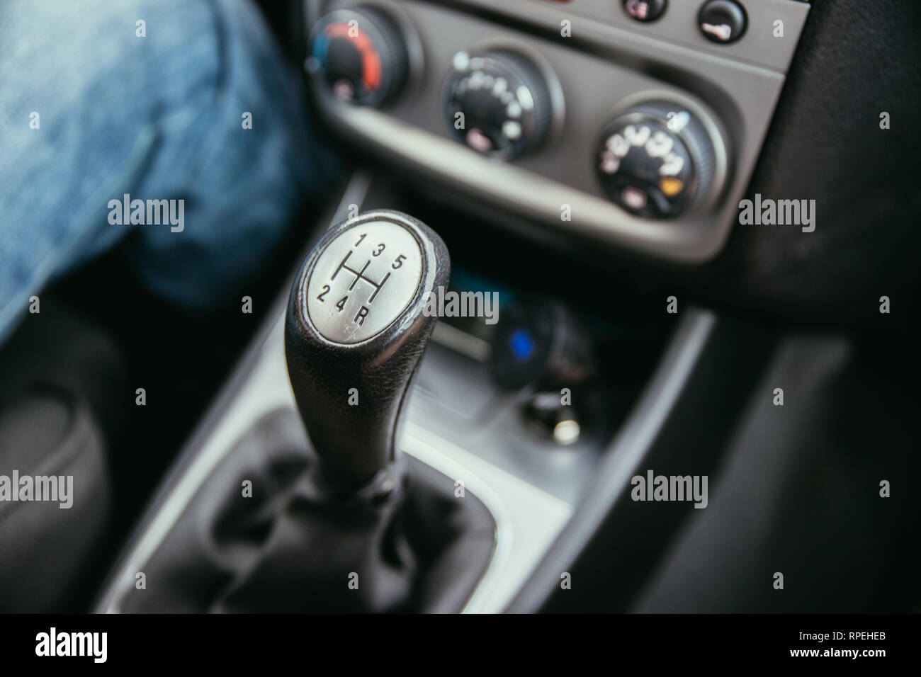 Sports car shift lever Stock Photo - Alamy