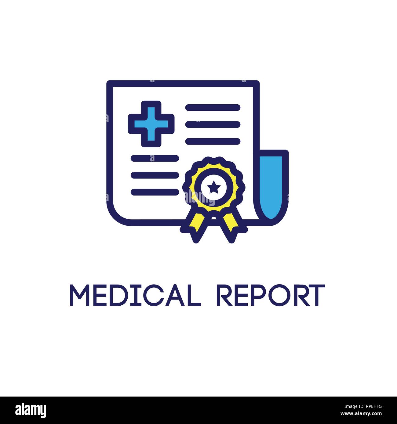 Medical Report outline / line flat vector icon - mobile application or ...
