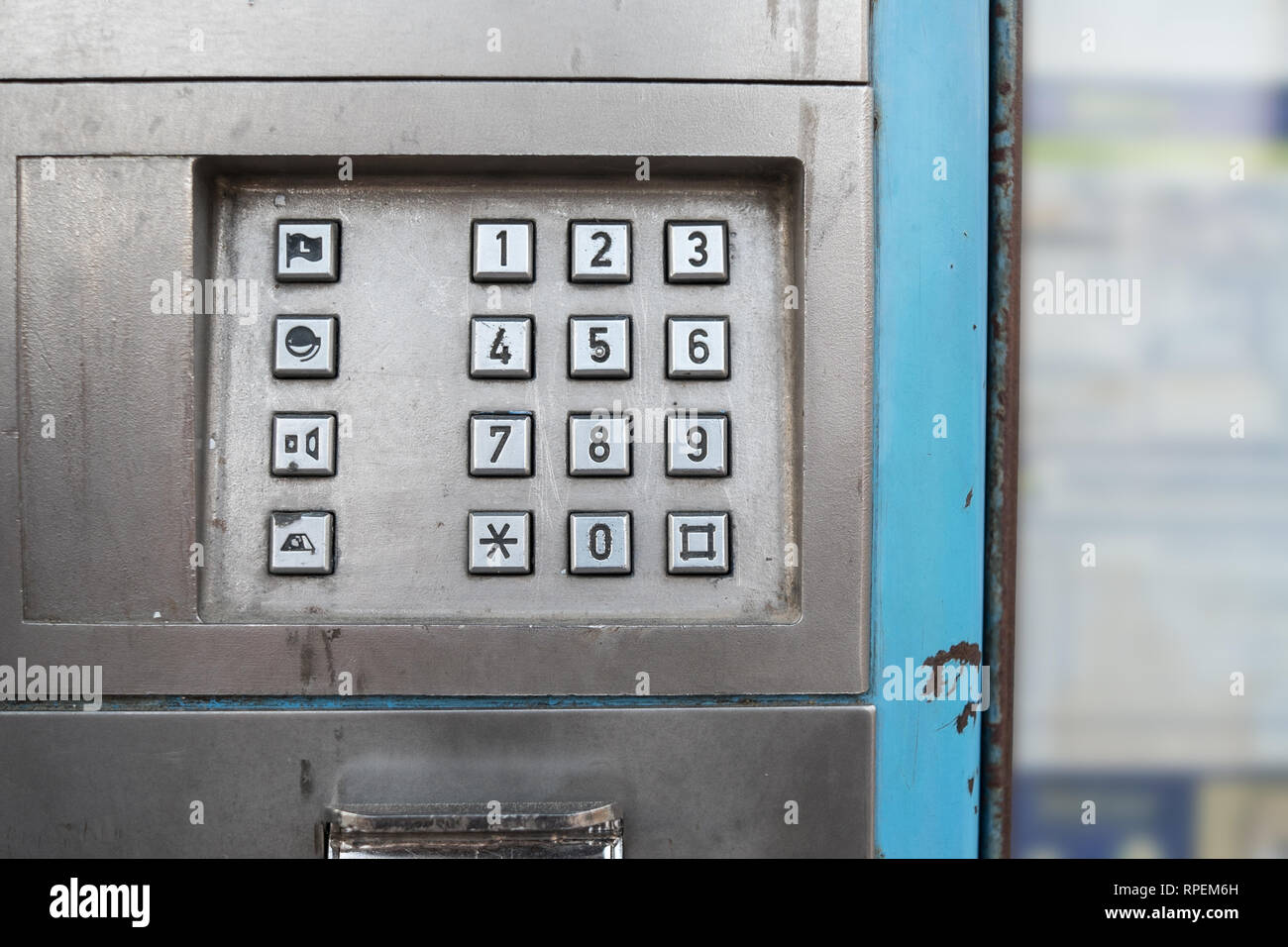 Old phone booth dial or keyboard in a grunge condition Stock Photo - Alamy