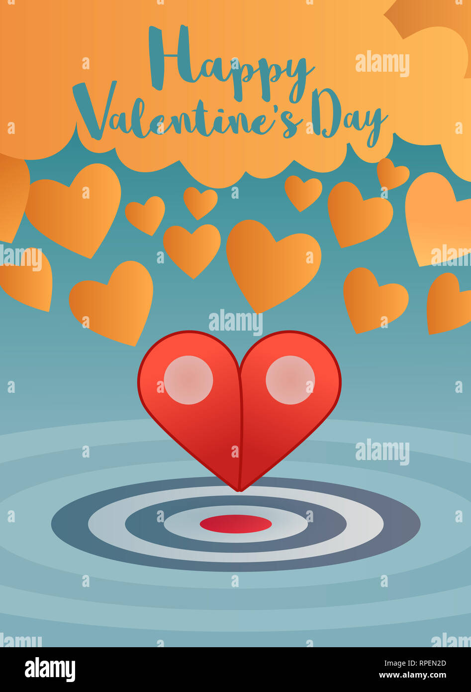 Two map pointer combine to heart symbol shape and sticky on target ... Two map pointer combine to heart symbol shape and sticky on target ...