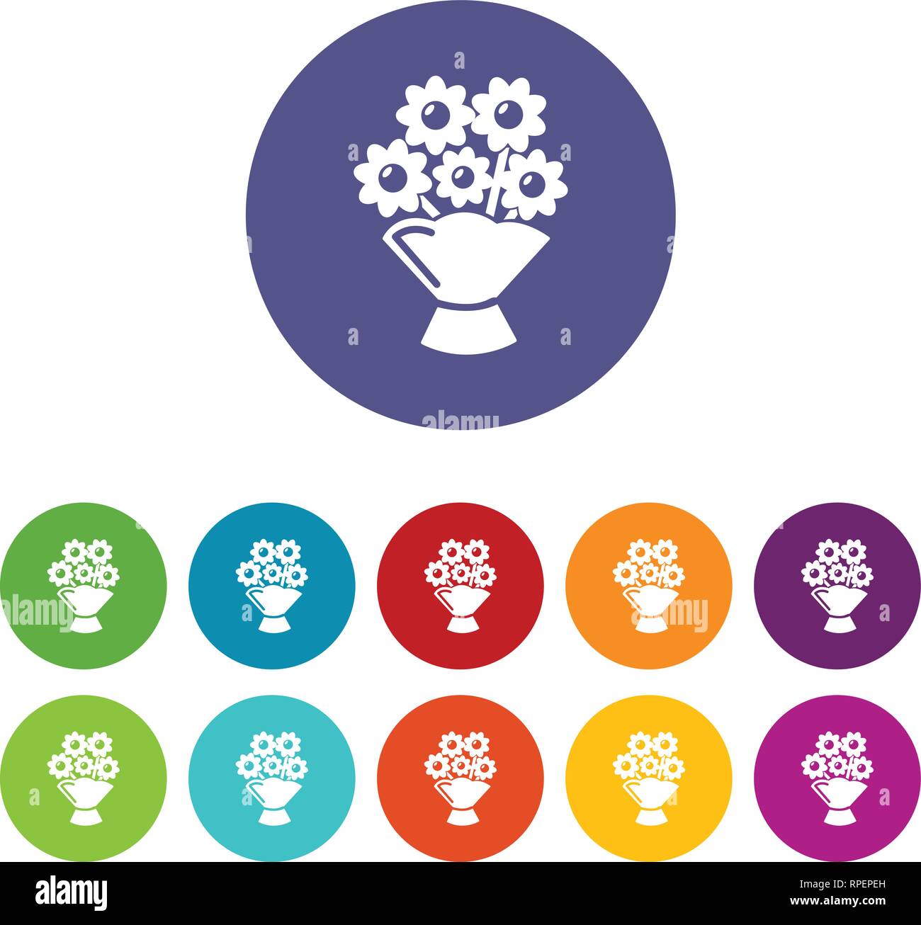 Wedding flower bucket icons set vector color Stock Vector Image & Art ...