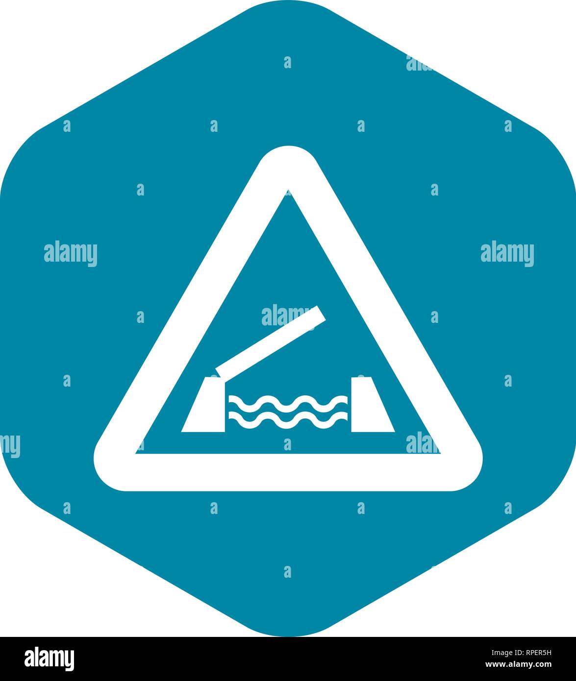 Lifting bridge warning sign icon, simple style Stock Vector Image & Art ...