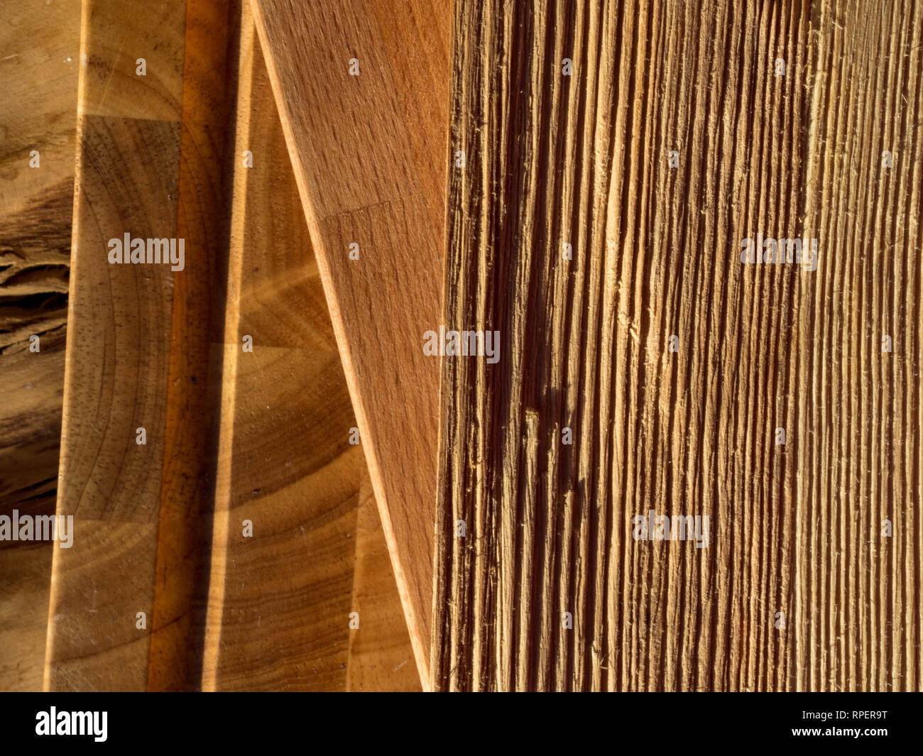 different wooden Textures. Many different boards together. Background ...